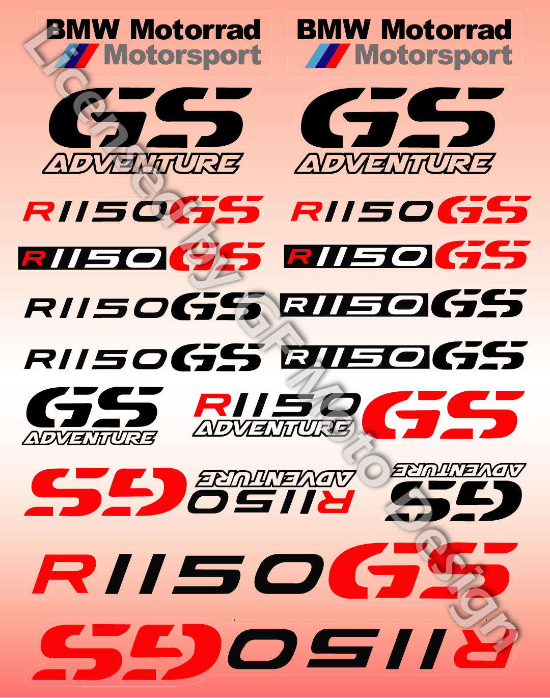 BMW GS ADVENTURE R1150GS motorcycle sticker set sheet 35 stickers /226 ...
