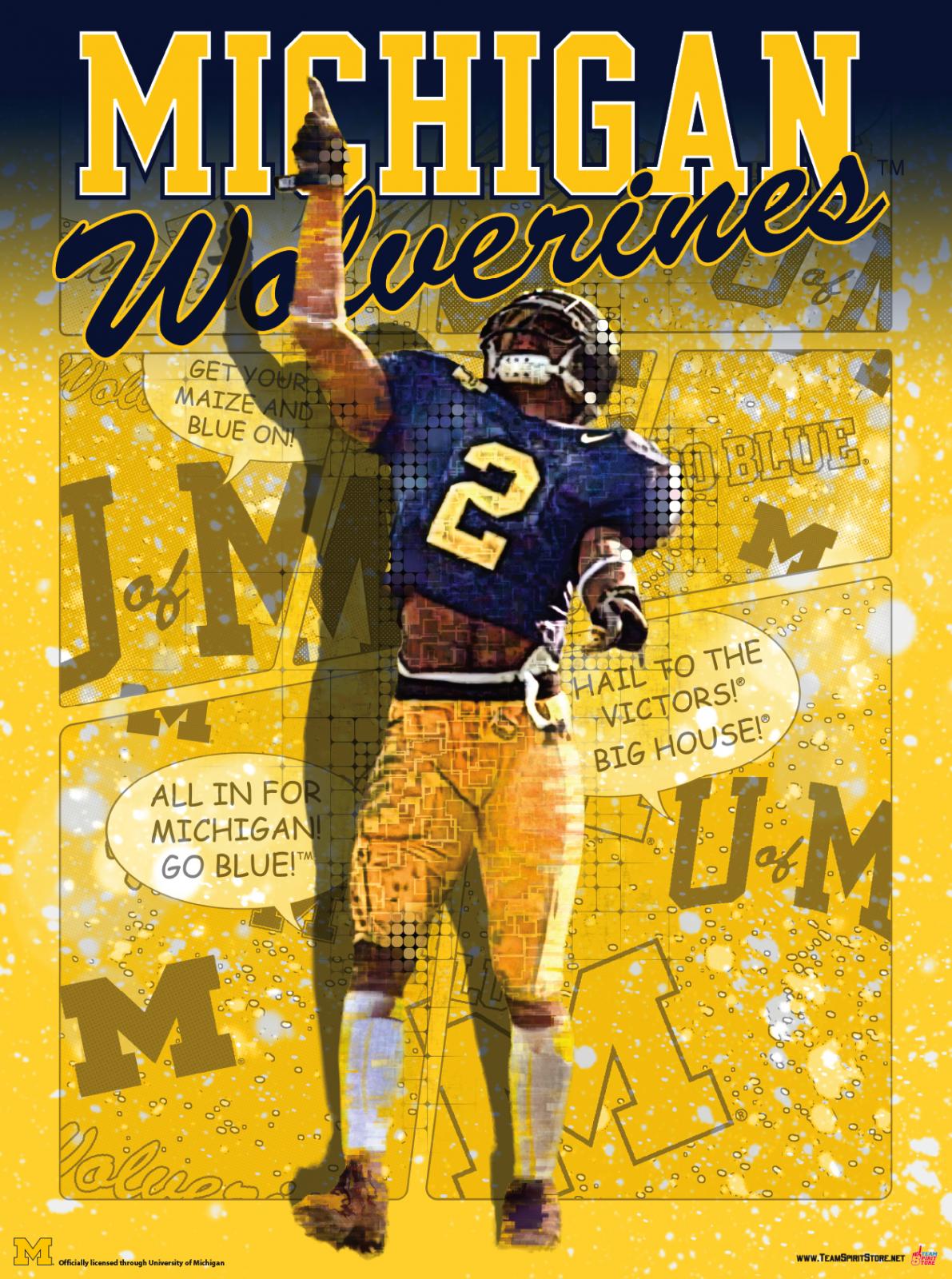 Michigan Wolverines Hail to the Victors 24x18 Football Poster Team ...